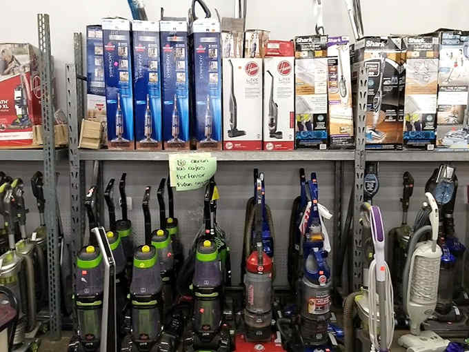 Vacuum cleaners assembled like they're auditioning for a cleaning product talent show, all reasonably priced performers.