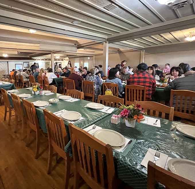 Tables filled with happy diners sharing platters, exactly how meals were meant to be enjoyed together.