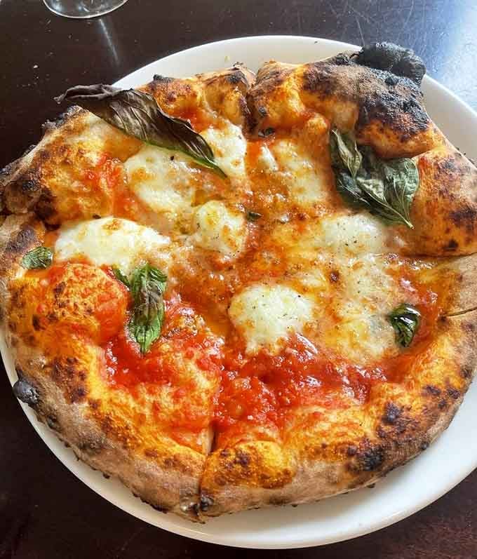 A perfectly charred Margherita pizza proves that classic Italian simplicity still reigns supreme, even in the heart of Virginia's Shenandoah Valley.