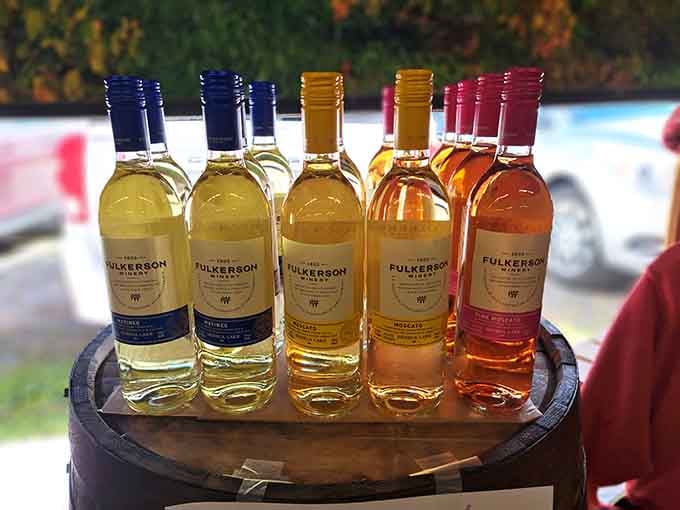 Local wines lined up like soldiers, ready to accompany your market haul in the most civilized way possible.