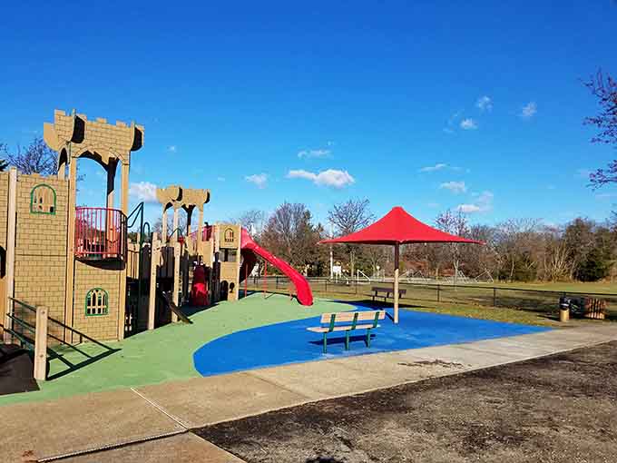 Castle Park: where grandkids burn energy while you enjoy the bench and your coffee.