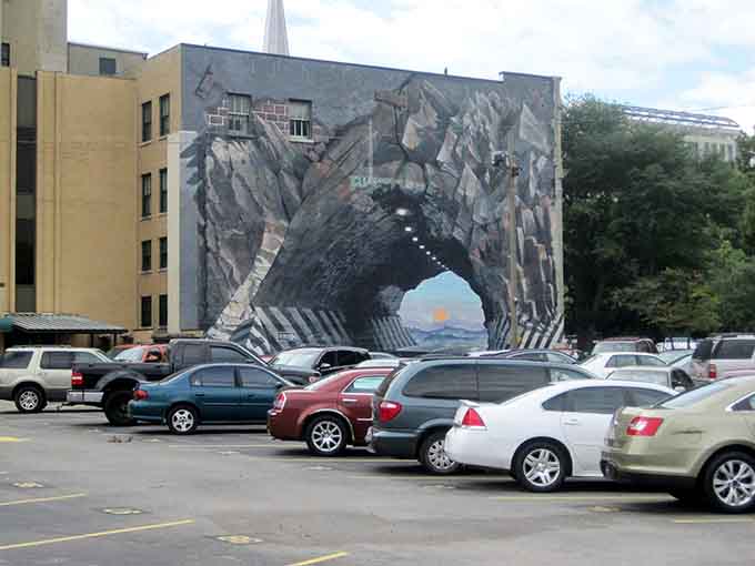Even the parking lot becomes part of the art installation when you're this close to genius.