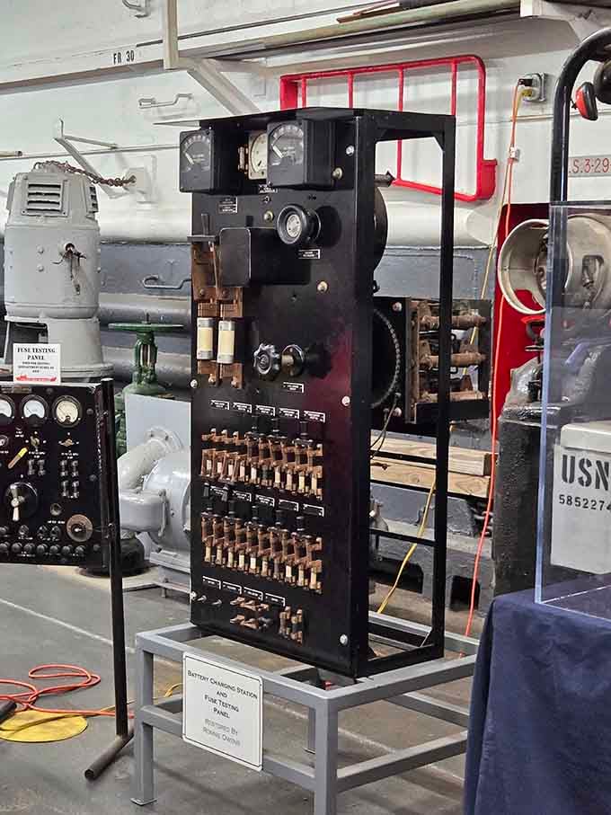 This battery charging station kept the ship's electrical heart beating through three major amphibious invasions across Europe.