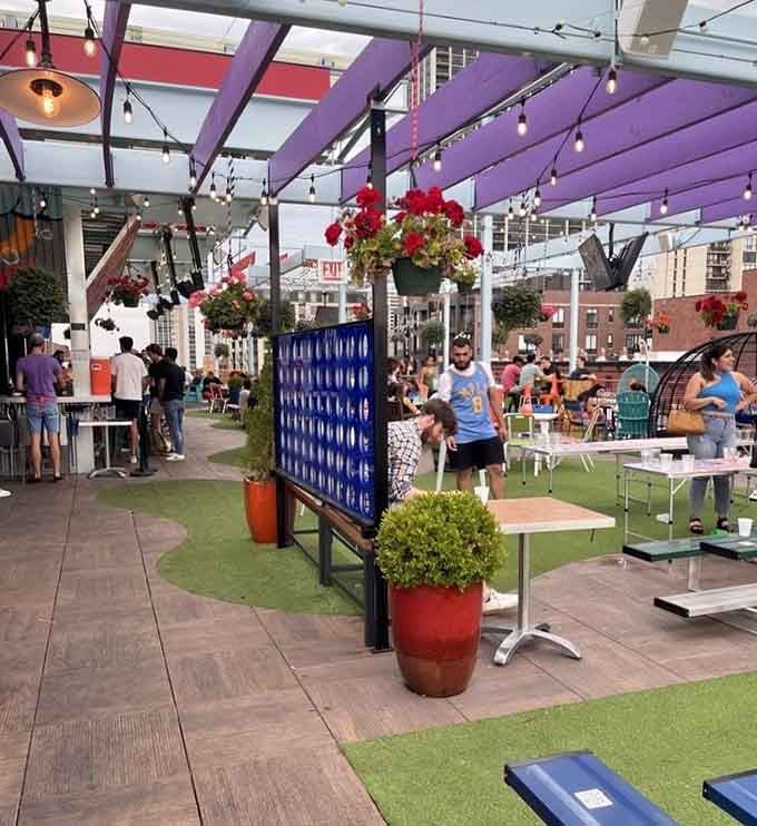 Purple beams overhead, games all around, and people actually enjoying themselves&mdash;this isn't your grandfather's sports bar anymore.