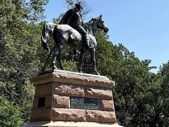 General Washington sits astride his horse, forever surveying the grounds where he transformed farmers into professional soldiers.