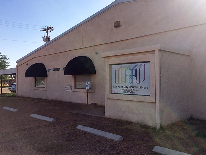 Those charming awnings shelter knowledge and community connection, proving libraries matter everywhere, especially here in the desert.