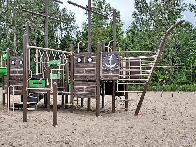 A nautical-themed playground where kids can pretend they're sailors while parents actually relax for five consecutive minutes.