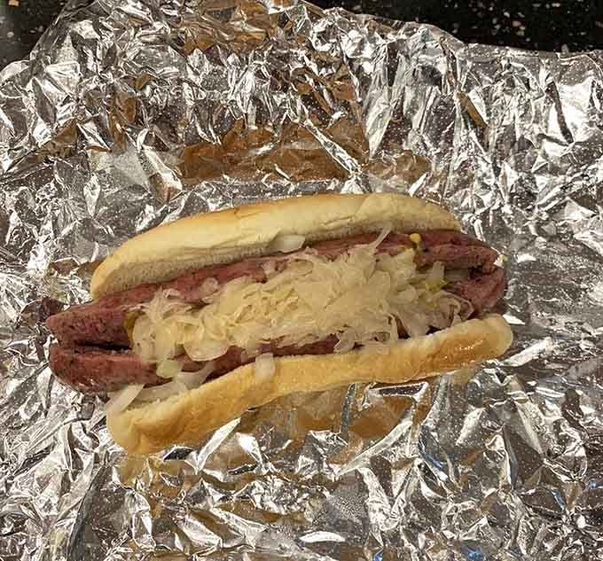 Sauerkraut and mustard on kielbasa is the kind of combination your grandparents understood instinctively and completely.