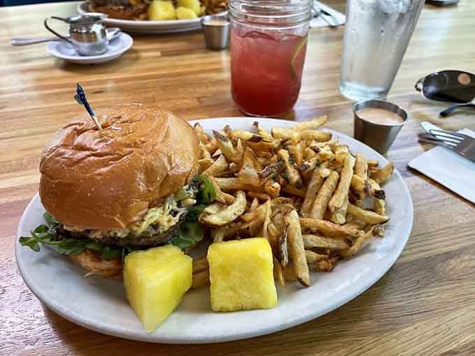 A proper burger with crispy fries proves that sometimes the classics don't need improvement, just proper execution.