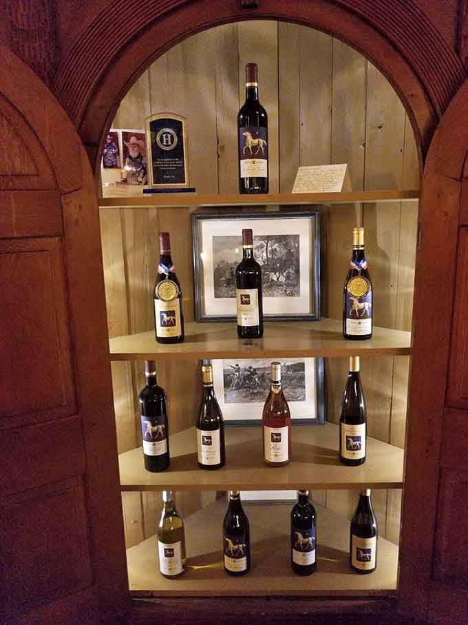 Award-winning bottles displayed like the trophies they are, each one telling its own delicious story.