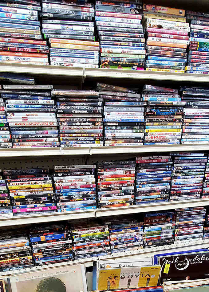DVDs stacked high remind us when owning movies meant something, before streaming services decided what stays and goes.