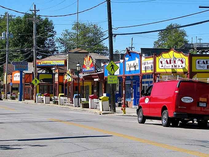 Colorful shops create a rainbow of small businesses where every storefront tells its own unique tale.