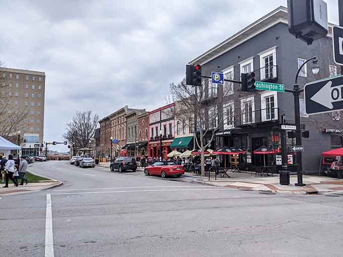 Colorful storefronts and busy sidewalks prove downtown revivals can work when communities care enough to try.