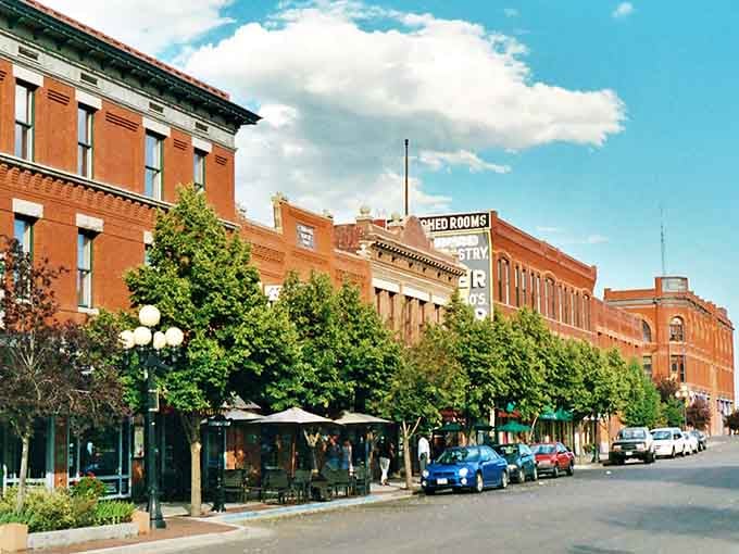 Red brick buildings and green awnings create a Main Street straight from your favorite childhood summer memories.
