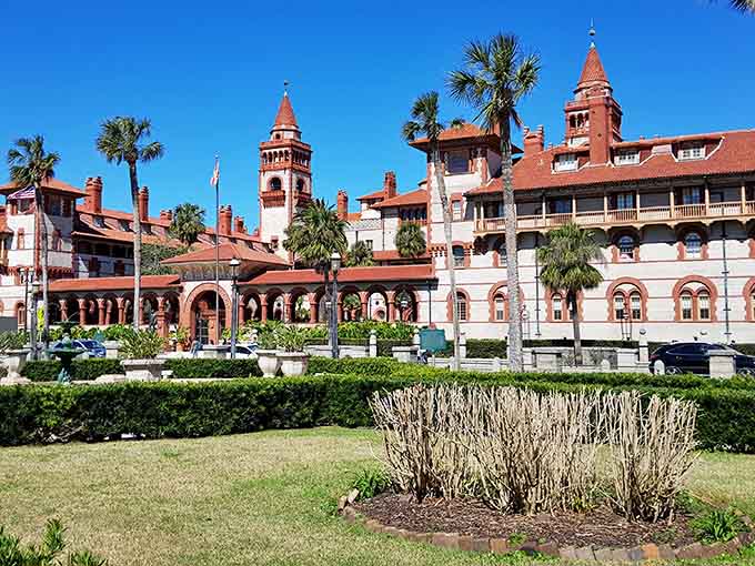 Spanish Renaissance architecture glows in the sunshine, transporting visitors back to Florida's colonial past with stunning detail.