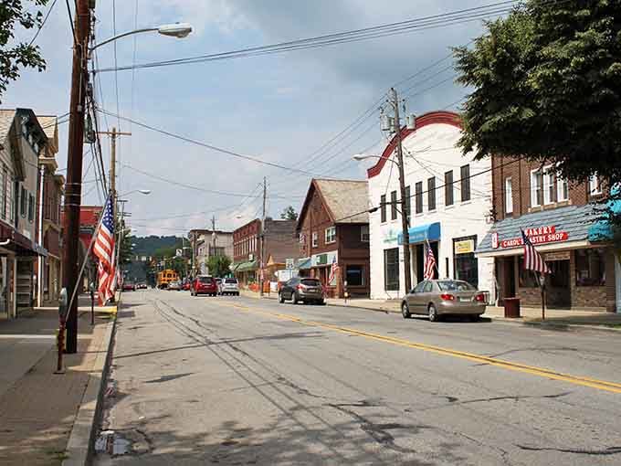 Mountains frame Main Street like a postcard that somehow forgot to fade with time and progress.