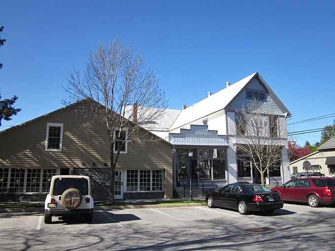 Crisp blue skies framing this classic clapboard charmer, where the parking lot's full and the vibes are friendly.
