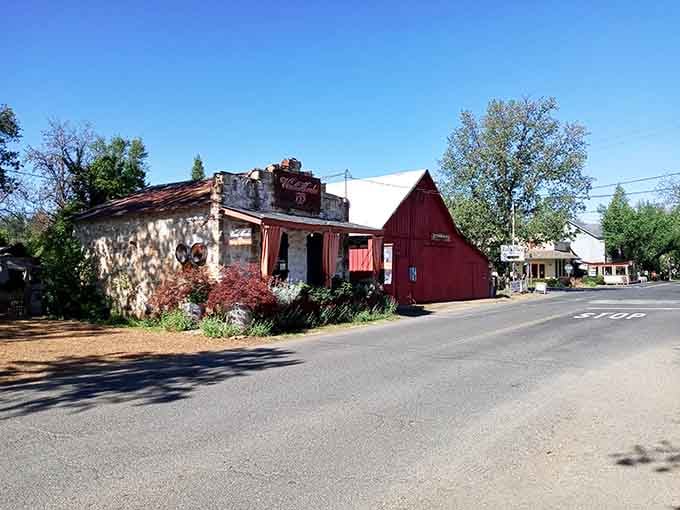 Weathered stone and rustic charm define this Gold Rush outpost where every building tells stories of miners and fortune seekers.