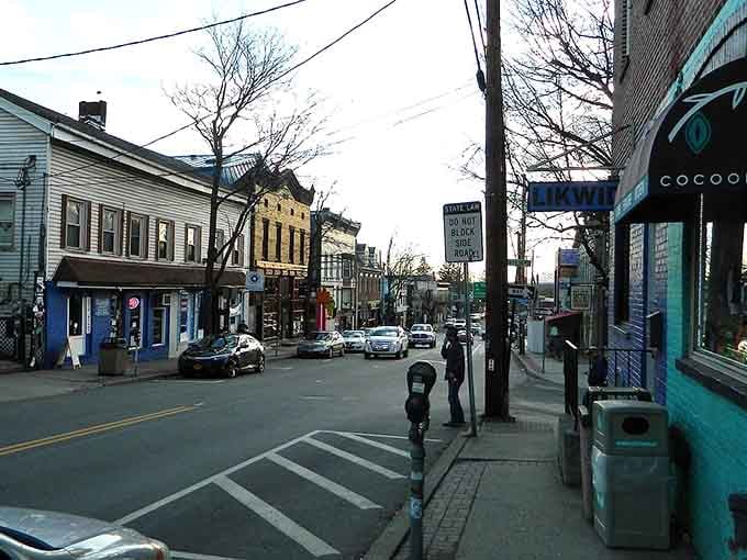 New Paltz's Main Street shows off its eclectic mix of colorful storefronts where college-town energy meets historic Hudson Valley character.
