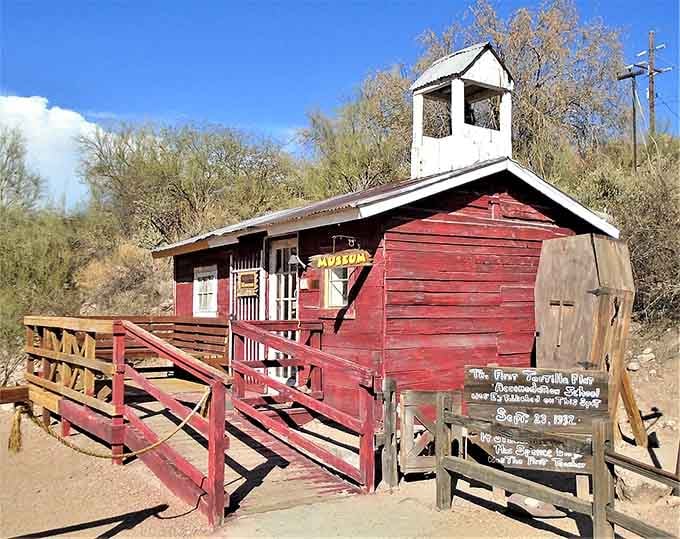 The little red schoolhouse with a bell tower that's been teaching lessons about frontier life since the 1880s.