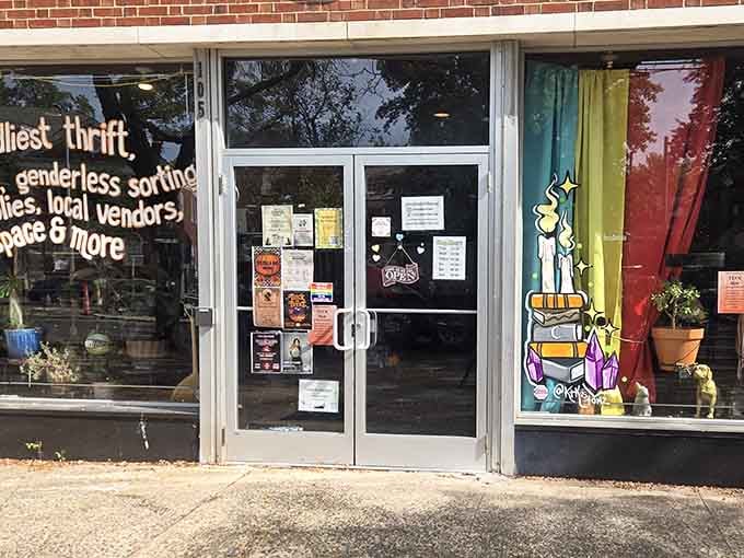 When a thrift store's windows look this inviting, you know something genuinely special is happening on the other side of those doors.