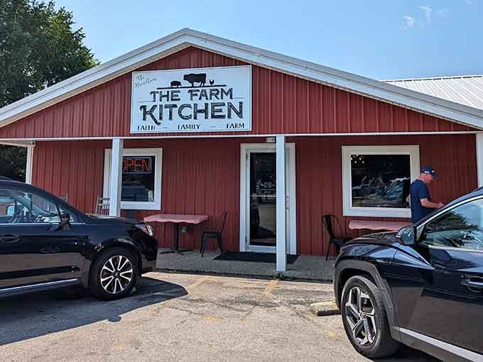 That red barn isn't housing hay anymore, it's serving up the kind of breakfast dreams are made of.