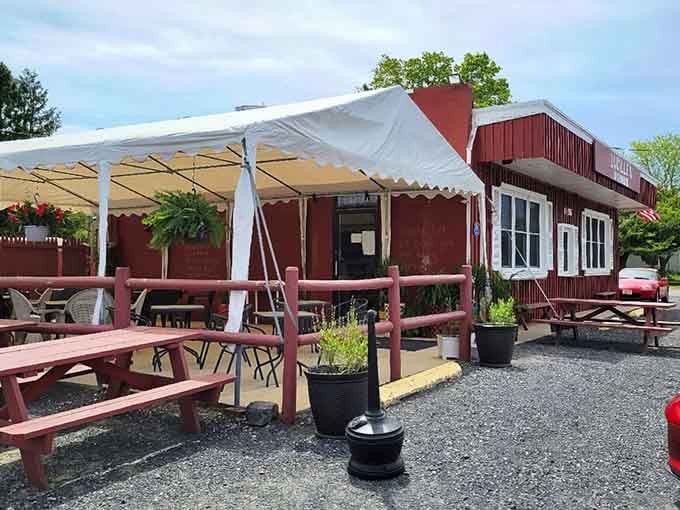 Those picnic tables and Adirondack chairs create the perfect spot for a leisurely breakfast when the weather cooperates with your dining plans.