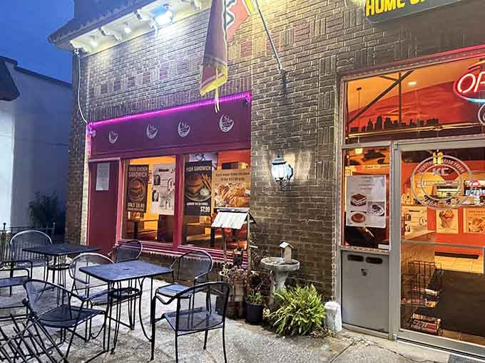 Evening glow, outdoor seating, and the kind of neighborhood spot that makes you feel like a regular immediately.