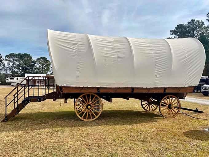 This covered wagon in Aynor, South Carolina is your ticket to pioneer dreams without the hardship.