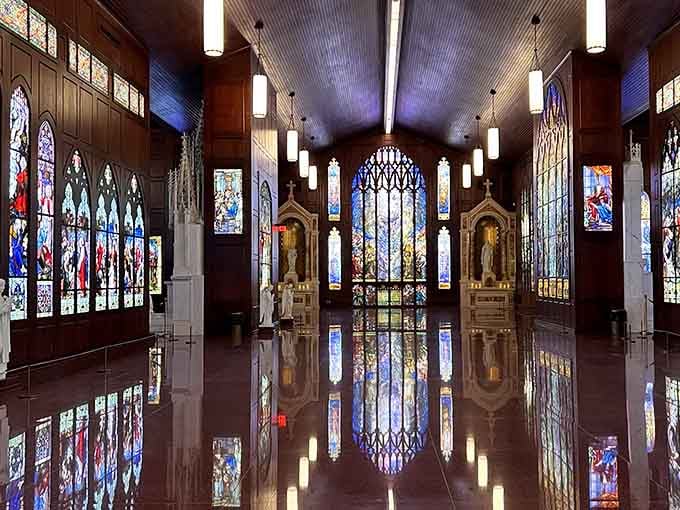Color explodes in every direction inside the Gelman Stained Glass Museum, and your jaw will follow suit.