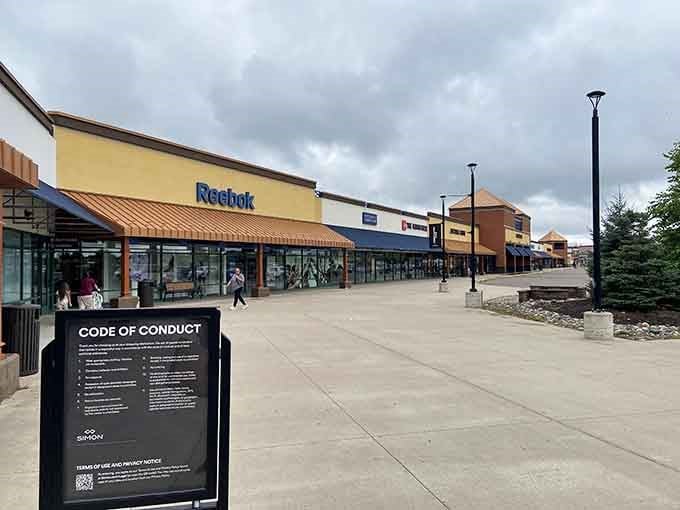 Wide walkways and open skies make this outdoor shopping experience feel less like a mall, more like freedom.