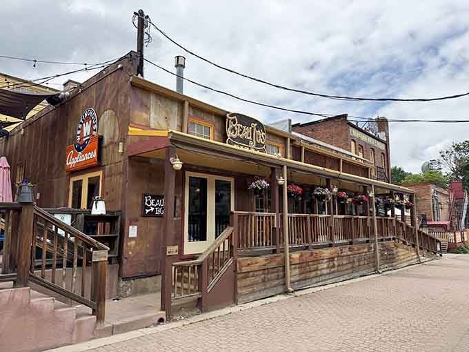 This weathered wooden exterior on Idaho Springs' main street says one thing loud and clear: serious pizza lives here.