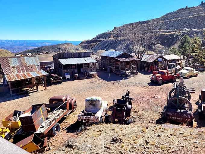 Weathered wood, rusted metal, and mountain views create the perfect backdrop for your gold rush fantasy adventure.