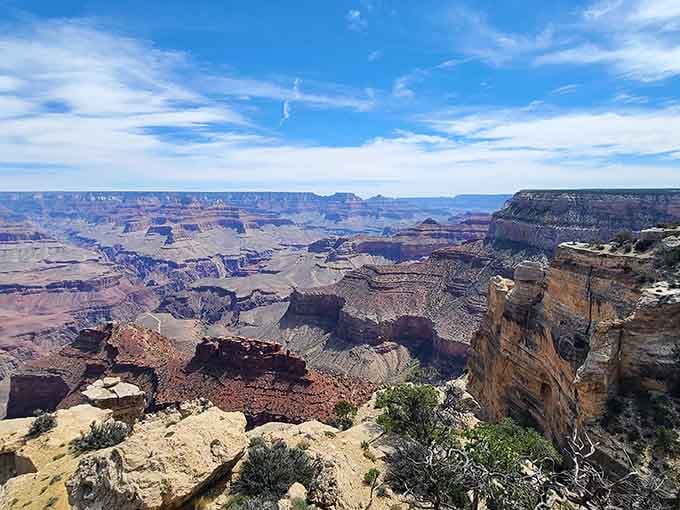 Layers of red, purple, and gold stretching endlessly, the Grand Canyon reminds you that Earth has been busy.