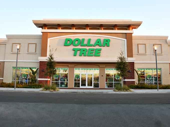 Step right up to this welcoming Dollar Tree entrance, where great deals and endless discoveries are waiting just inside those doors!