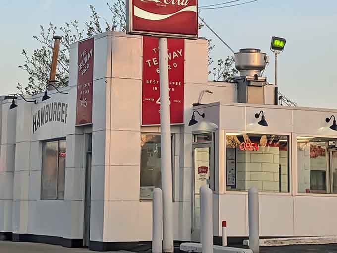 Stop by this classic white retro diner for a friendly, old-school atmosphere and some legendary, mouthwatering slider hamburgers.