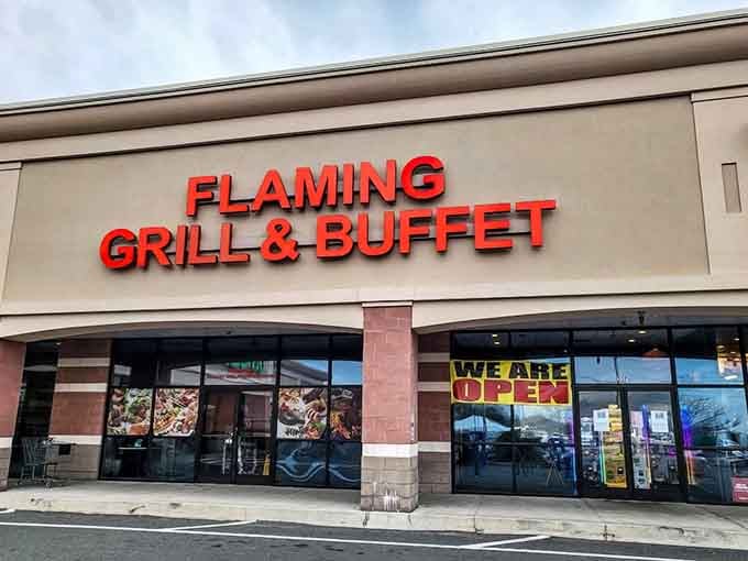Those bold red letters aren't just a sign, they're a delicious promise waiting to be kept.