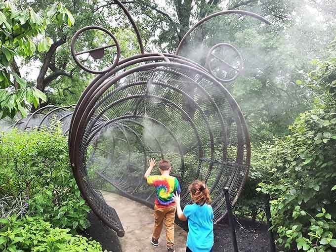 That misty tunnel is either magical or the best car wash for kids you've ever seen.