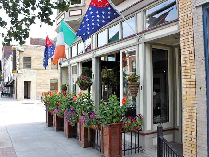 Flower boxes, flags, and pure curb appeal. The Old Angle Tavern's exterior says "come on in" before you even reach the door.