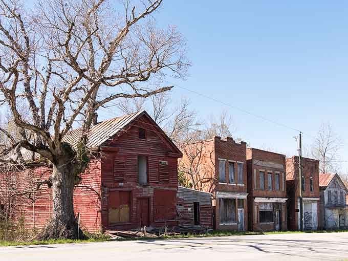 Time stands still in Union Level, where weathered storefronts tell stories nobody's left to hear anymore.