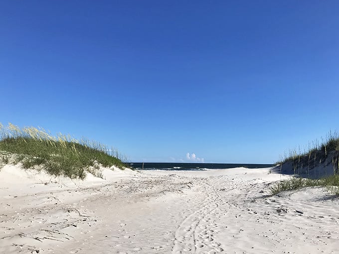 When the path through the dunes opens up to reveal this view, you'll understand why some beaches don't need billboards.
