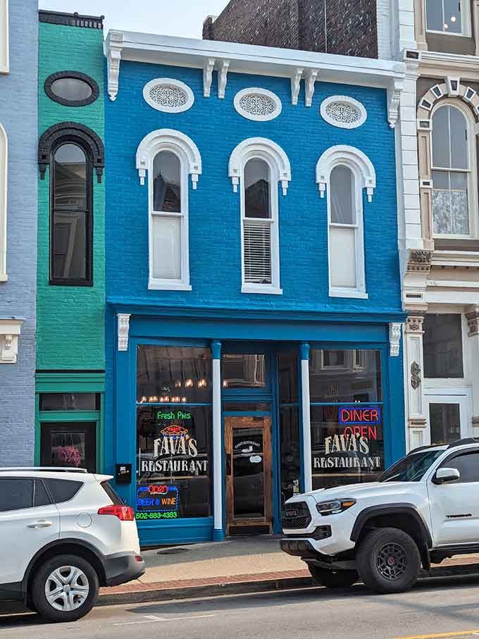 That bold blue exterior on Main Street isn't shy, and neither is the food waiting inside.