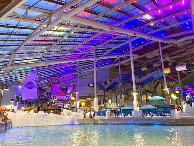 Neon lights, warm water, and zero chance of a snowstorm ruining your fun. Welcome to Aquatopia.