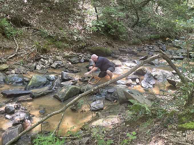 Hiddenite, North Carolina is hiding something spectacular, and a wooden sluice box is your key.