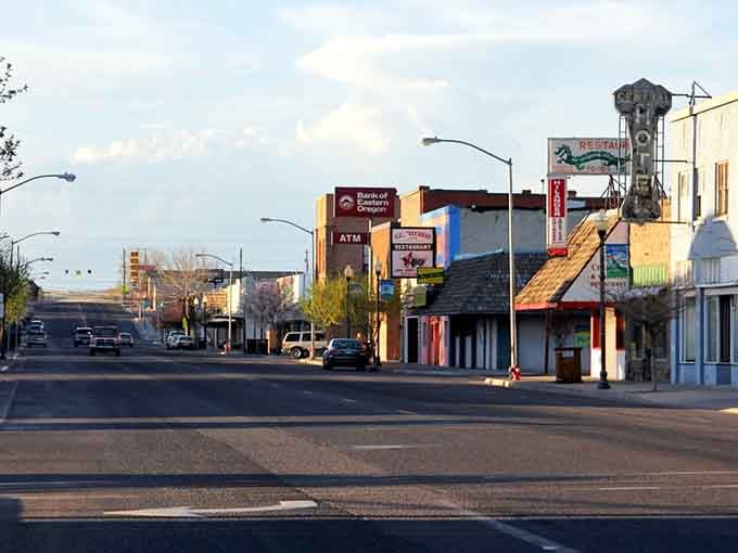 Downtown Burns, where the buildings have more character than most people you'll meet at a dinner party.