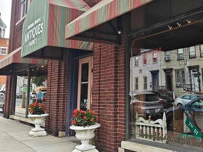 Flower urns, striped awnings, and decades of history waiting just beyond that front door.