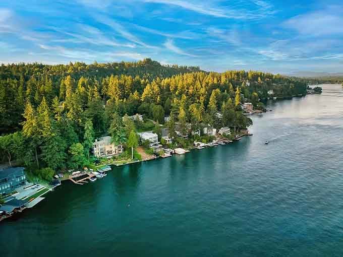 From up here, Lake Oswego looks less like a town and more like nature's best-kept secret hiding in plain sight.