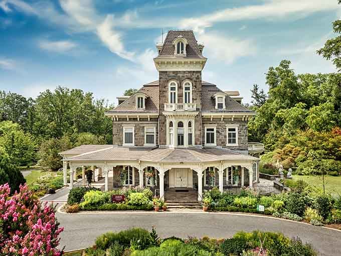 The gorgeous Victorian Gothic mansion serves as the centerpiece of Cylburn Arboretum, combining historic elegance with natural beauty all around.