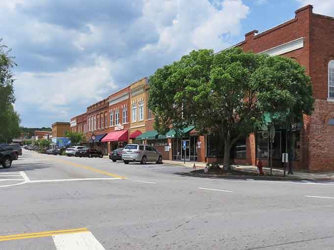 Downtown storefronts with actual character, not another cookie-cutter chain store pretending to have personality.