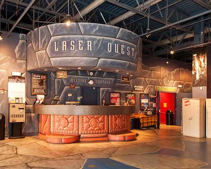 This stone-carved Mission Control desk means business, like NASA designed a laser tag headquarters.